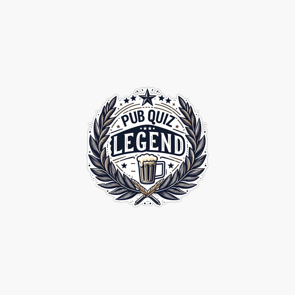 Onim Pub Quiz Legend Design - Vintage Style Trivia Champion Art Sticker ...