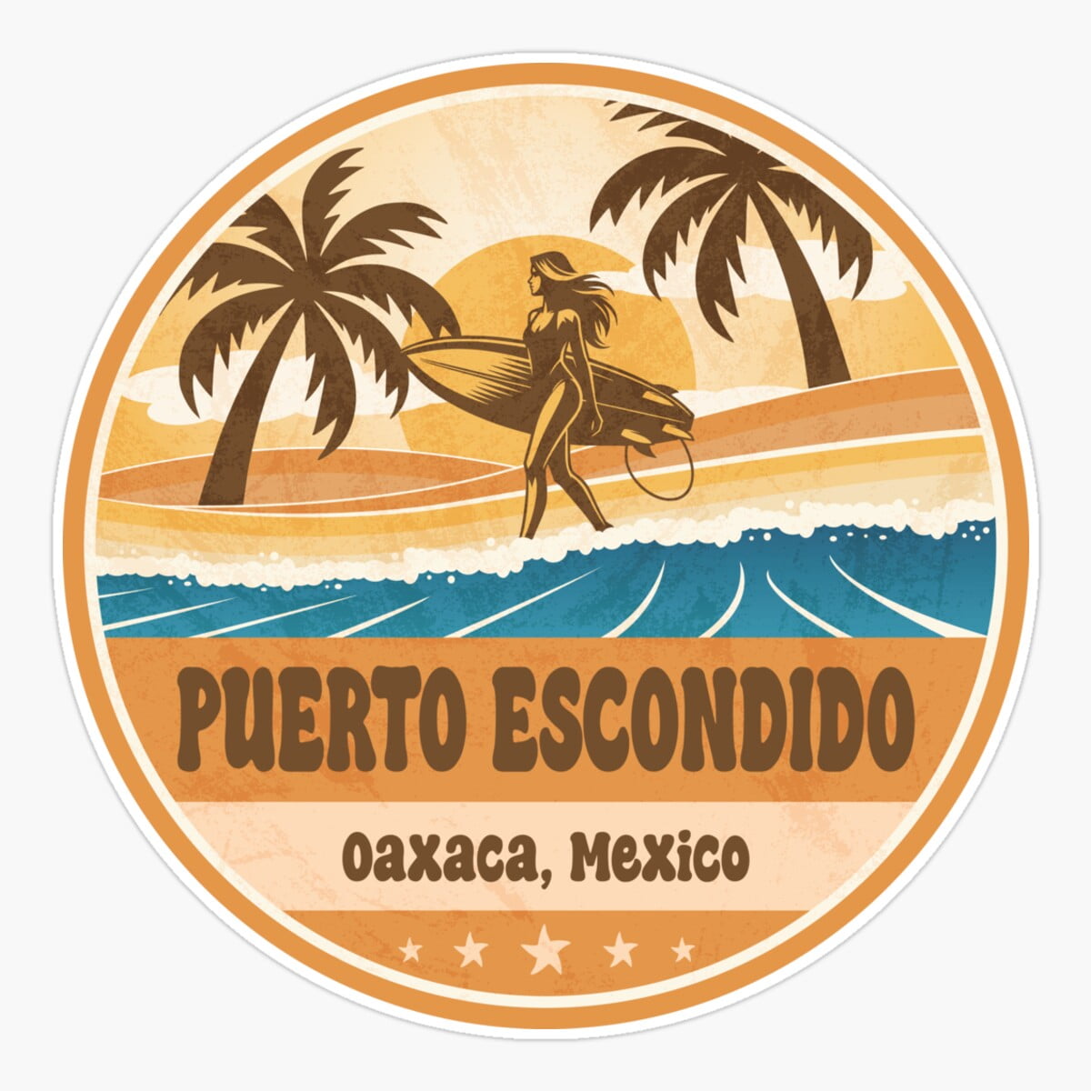 Onim Puerto Escondido Oaxaca Mexico Vintage Surfing Graphic Sticker ...