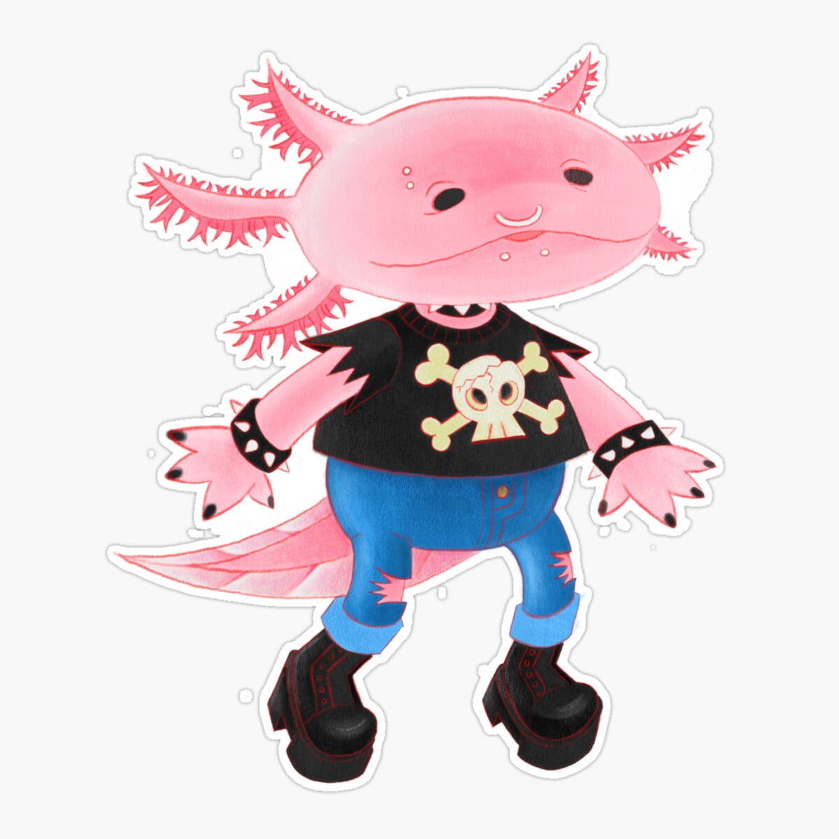 Onim Punk Axolotl Sticker, Phone Decal Water Bottle Stickers Car Decals ...