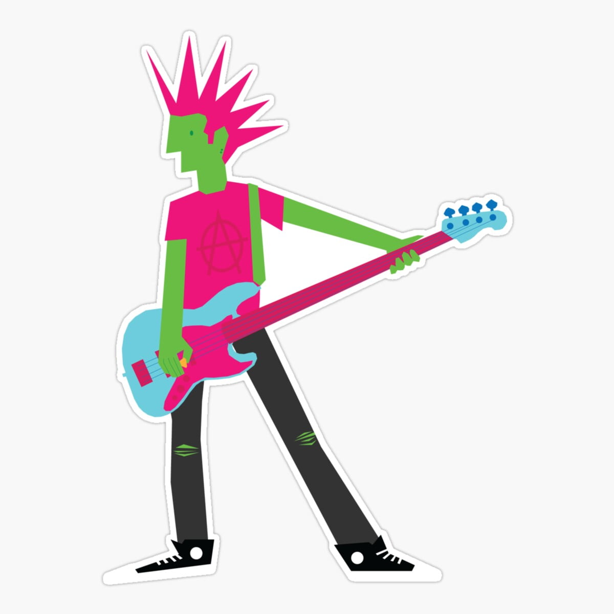 Onim Punk Bassist Sticker Sticker, Phone Decal Water Bottle Stickers ...