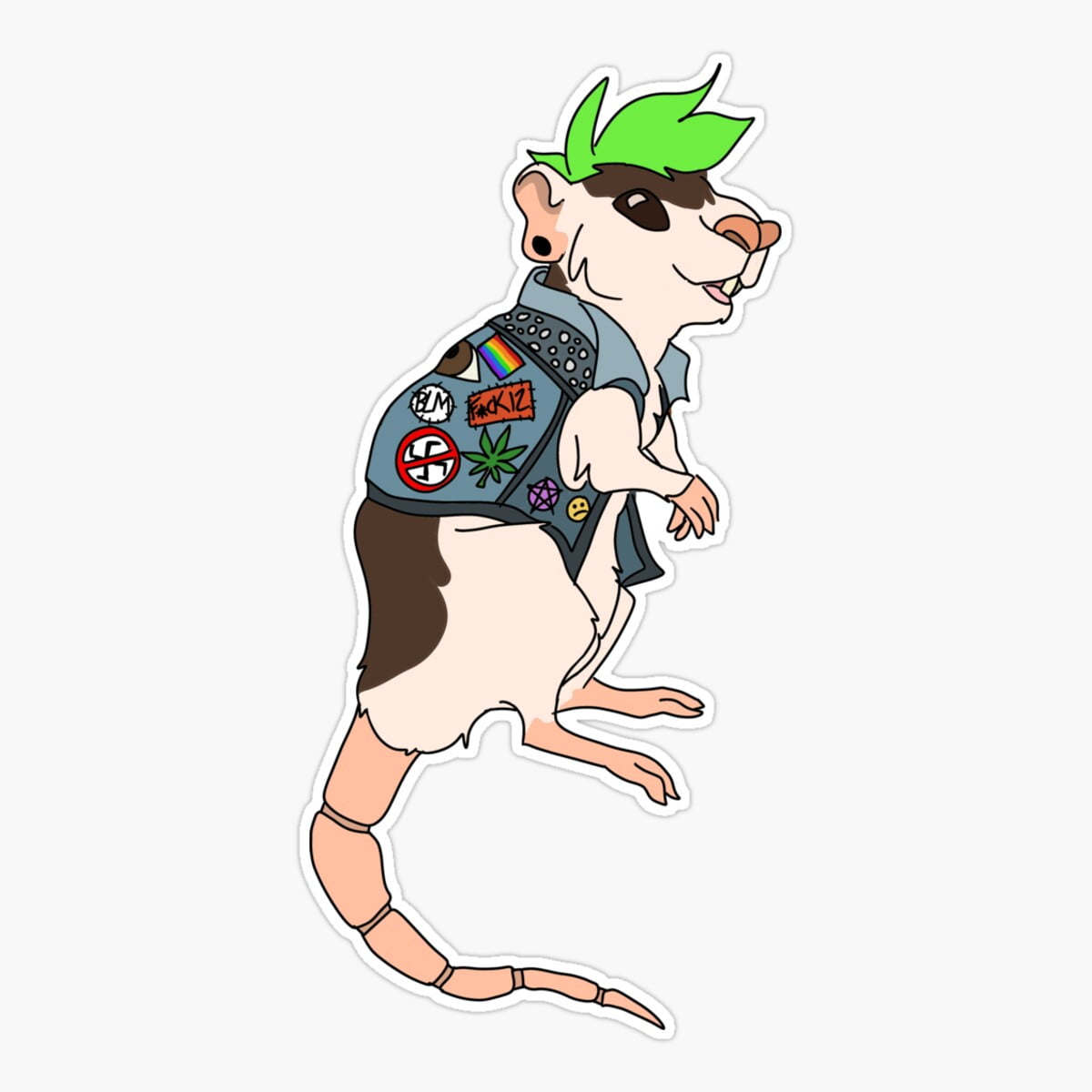 Onim Punk Rat Vest 2 Sticker, Phone Decal Water Bottle Stickers Car ...
