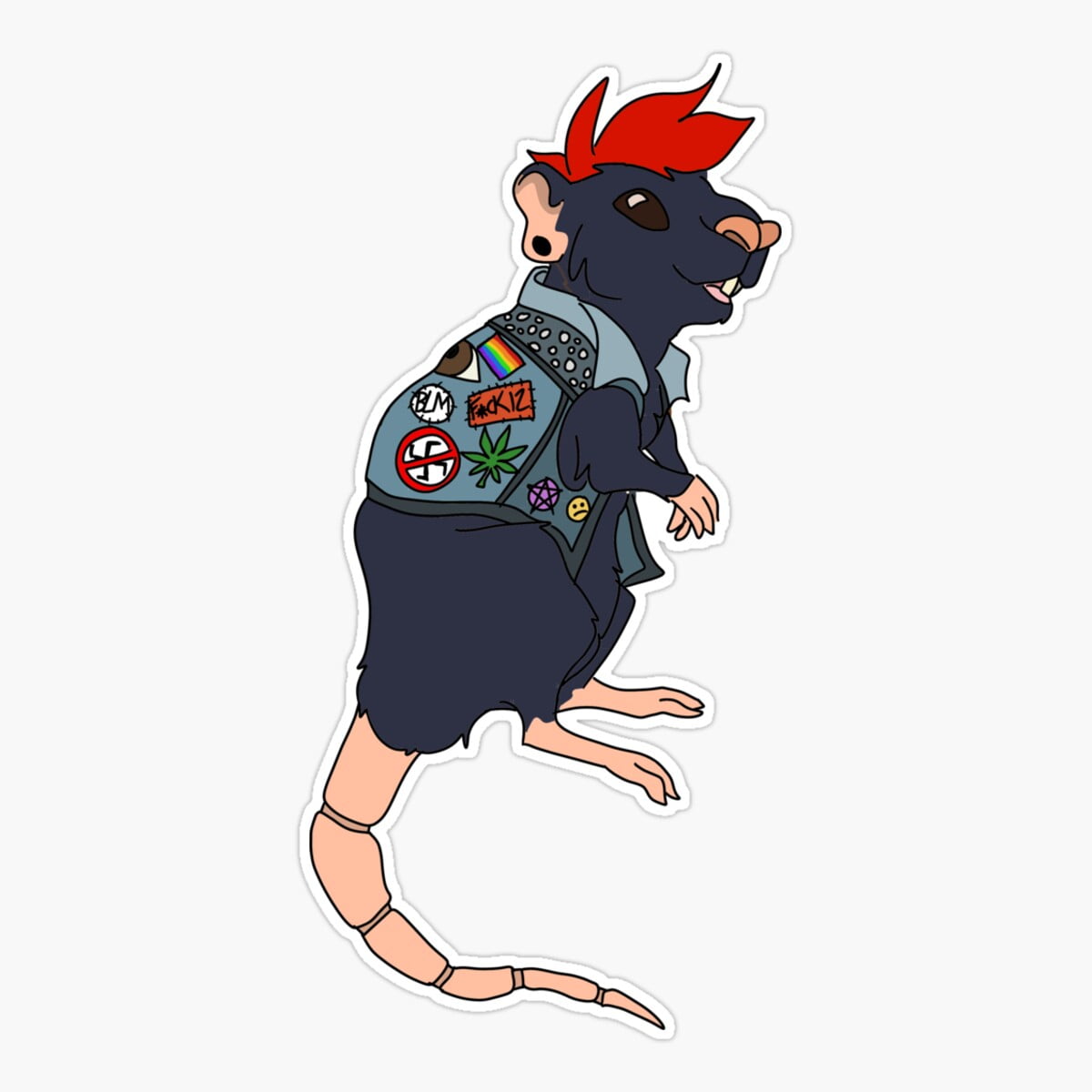 Onim Punk Rat Vest 3 Sticker, Phone Decal Water Bottle Stickers Car ...