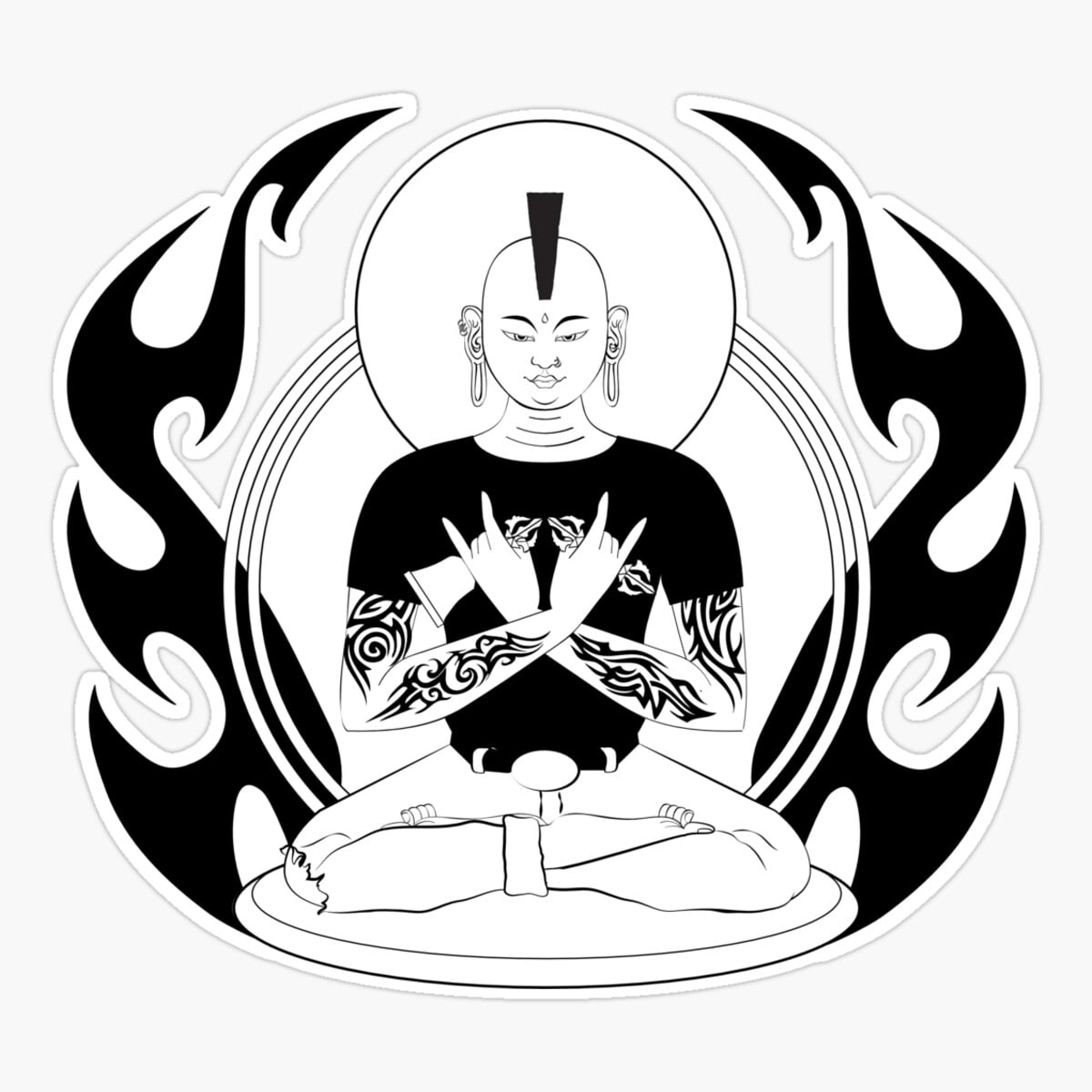 Onim Punk Rock Buddha - Full Body Sticker, Phone Decal Water Bottle ...
