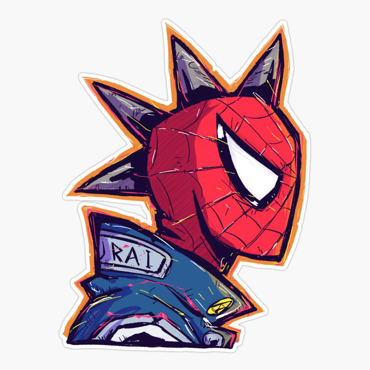 Onim Punk Spider Man Sticker Sticker, Phone Decal Water Bottle Stickers ...
