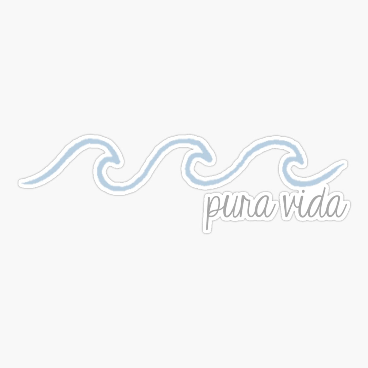 Onim Pura Vida Wave In Cursive Sticker, Phone Decal Water Bottle ...