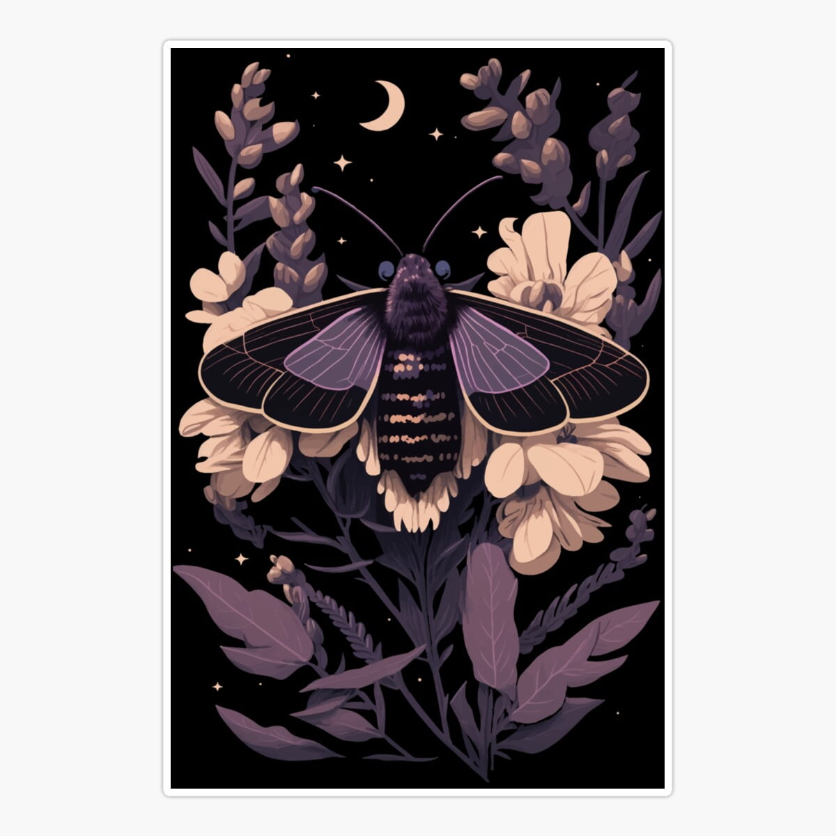 Onim Purple Celestial Moth Sticker, Phone Decal Water Bottle Stickers ...