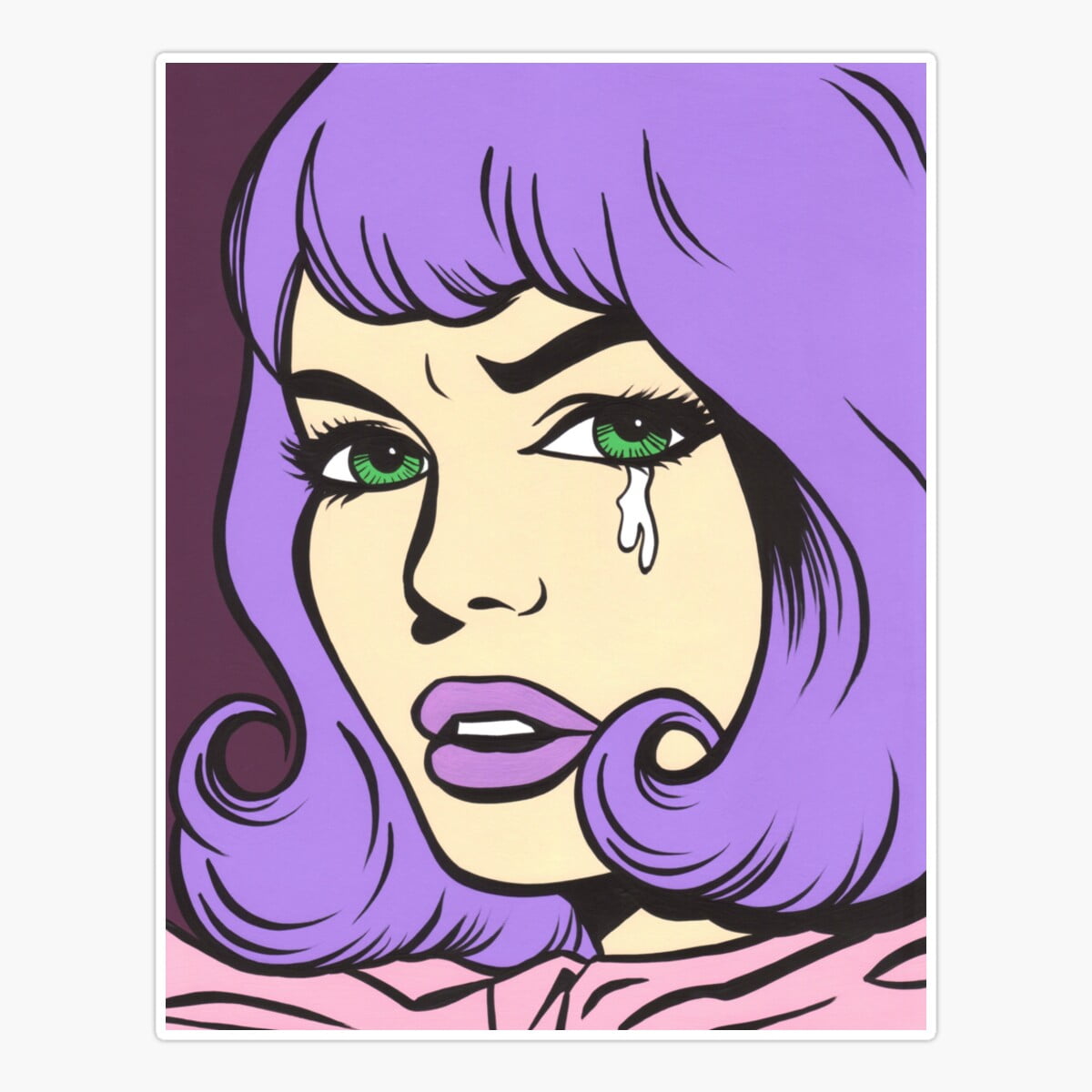 Onim Purple Crying Comic Girl Sticker, Phone Decal Water Bottle ...