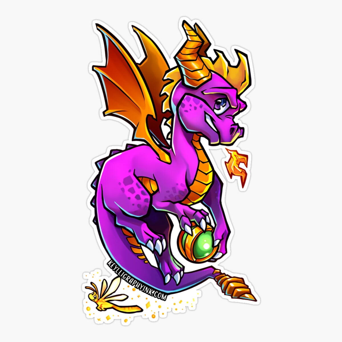 Onim Purple Dragon With Green Orb Ima863 Sticker, Phone Decal Water ...