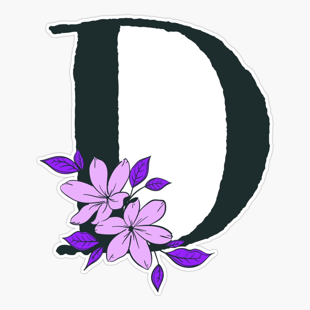 Onim Purple Floral D Monogram Sticker, Phone Decal Water Bottle ...