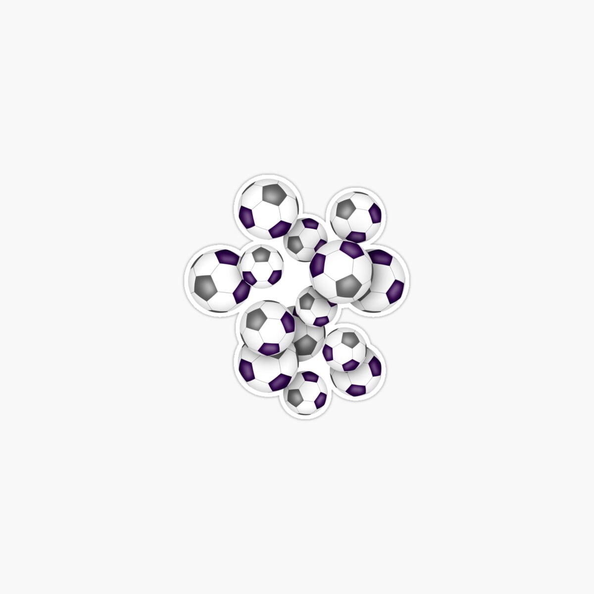 Onim Purple & Gray Soccer Balls Pattern Sticker, Phone Decal Water ...