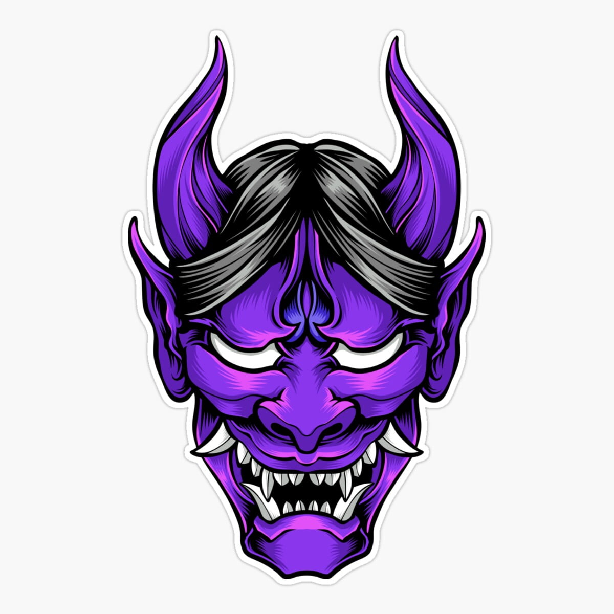 Onim Purple Oni Hannya Japanese Demon Tattoo Style Sticker, Phone Decal ...