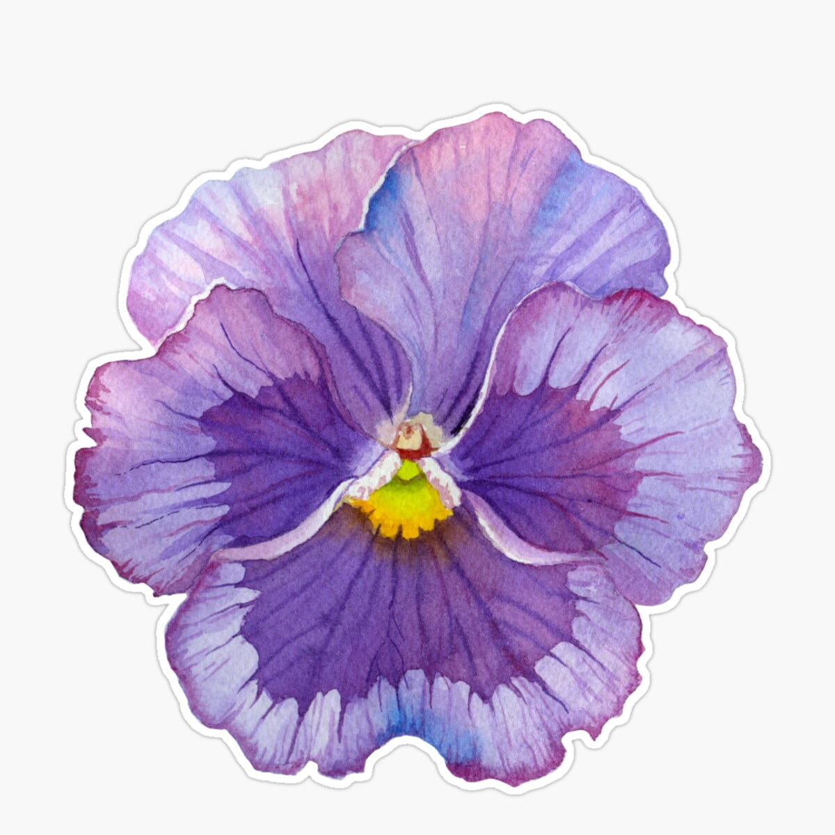 Onim Purple Pansy Flower - Botanical Watercolor Art Sticker, Phone ...