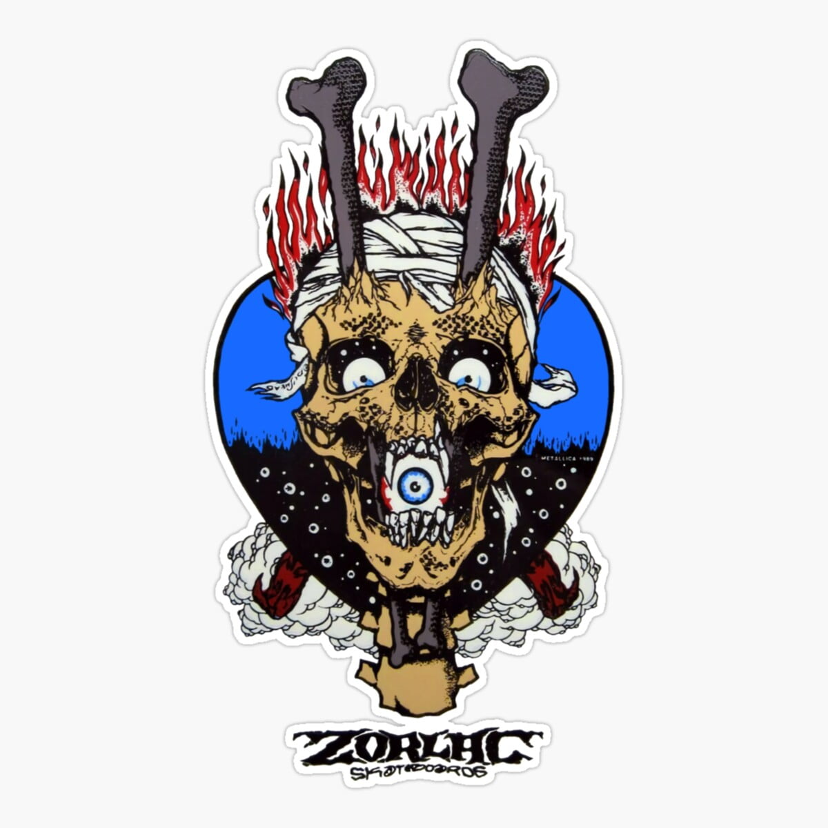 Onim Pushead Zorlac Chopstix Skull Sticker, Phone Decal Water Bottle ...