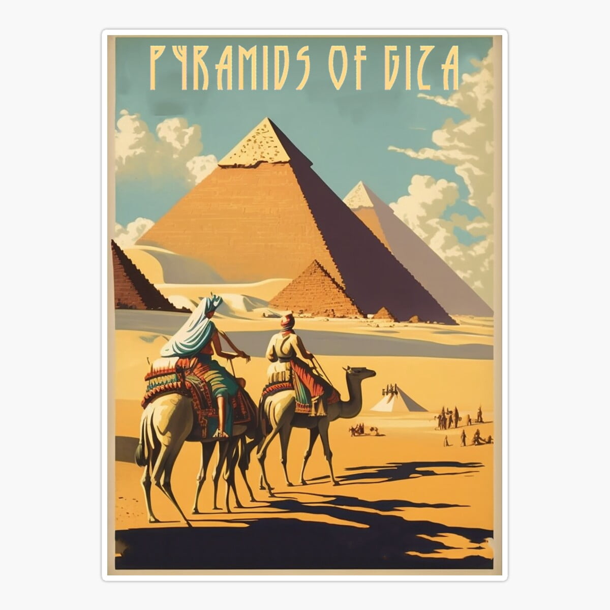 Onim Pyramids Of Giza Vintage Travel Art Poster Sticker, Phone Decal ...