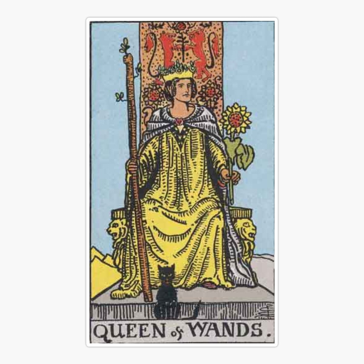 Onim Queen Of Wands - Tarot Card (Rider Waite) Sticker, Phone Decal ...