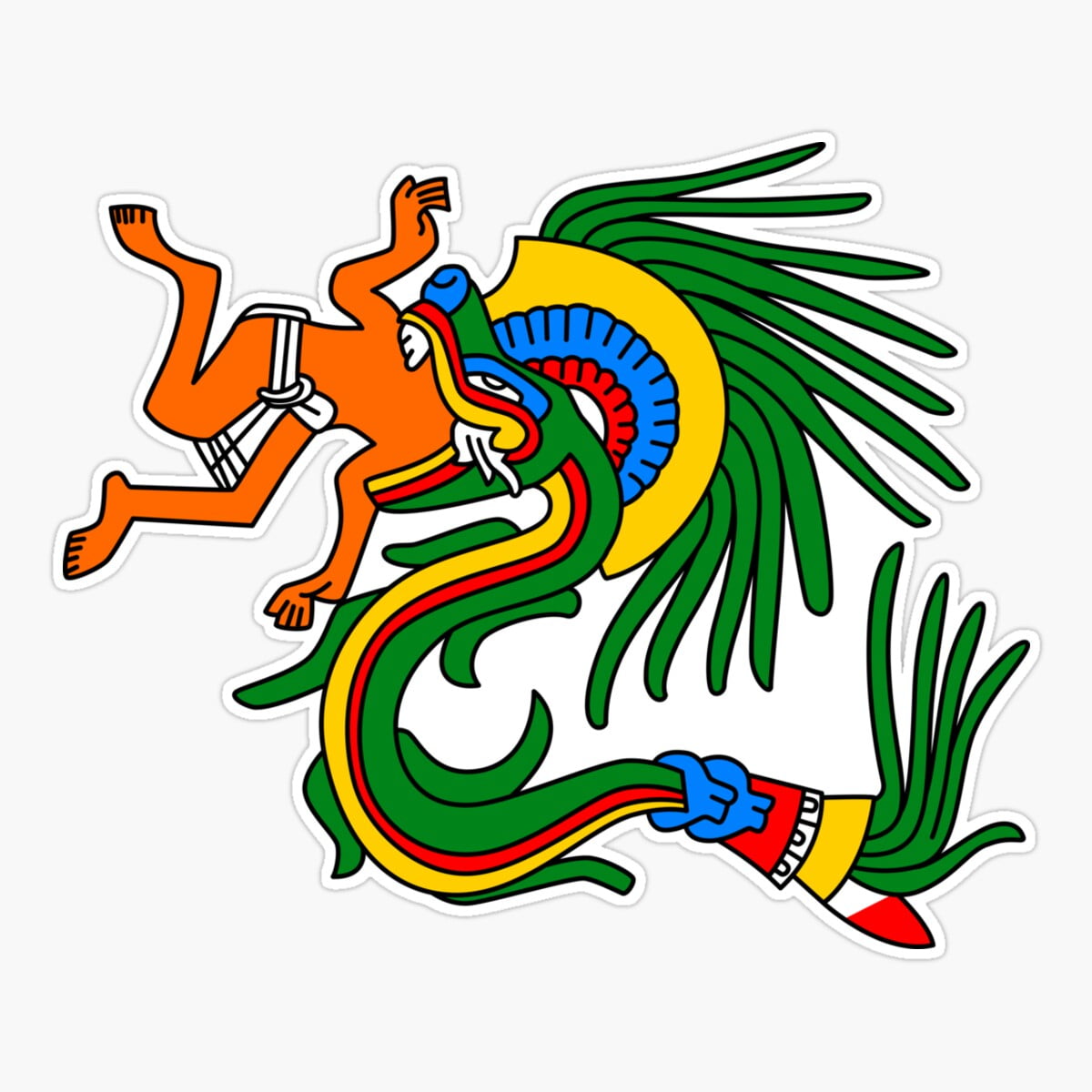 Onim Quetzalcoatl - Codex Borgia Sticker, Phone Decal Water Bottle Stickers Car Decals, Funny ...