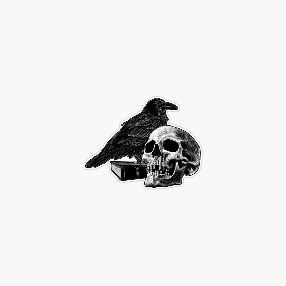 Onim Quoth The Raven With Skull Sticker, Phone Decal Water Bottle ...