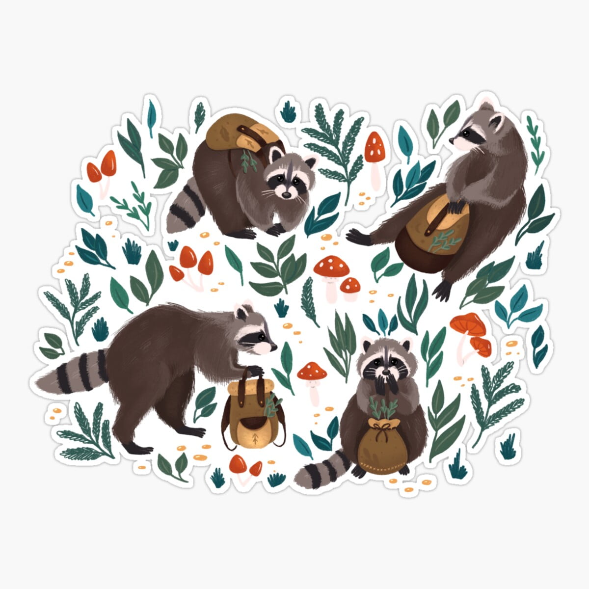 Onim Raccoons Grey Sticker, Phone Decal Water Bottle Stickers Car ...