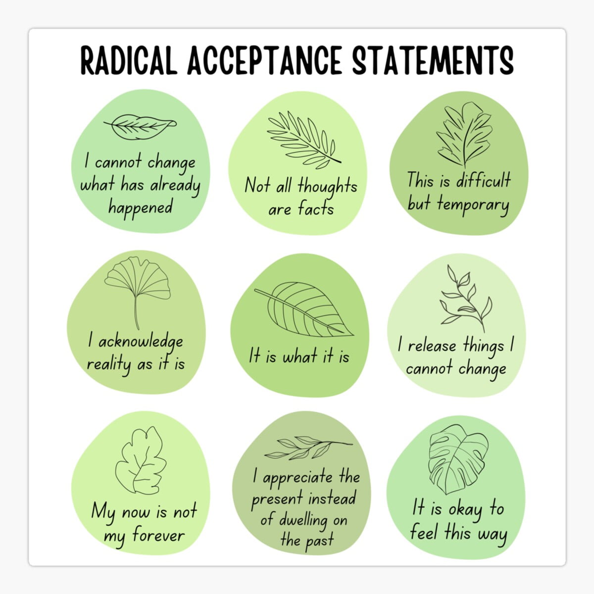 Onim Radical Acceptance Statements Sticker, Phone Decal Water Bottle ...