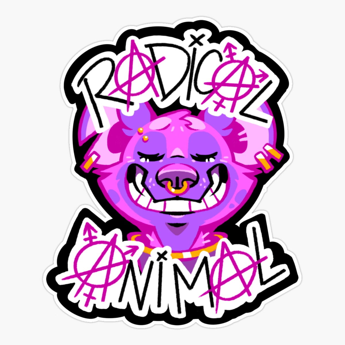 Onim Radical Animal Sticker, Phone Decal Water Bottle Stickers Car ...