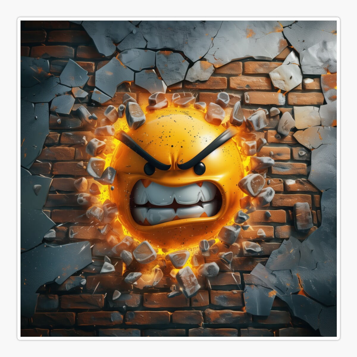 Onim Raging Fury Of A Fiery Emoji Sticker, Phone Decal Water Bottle ...