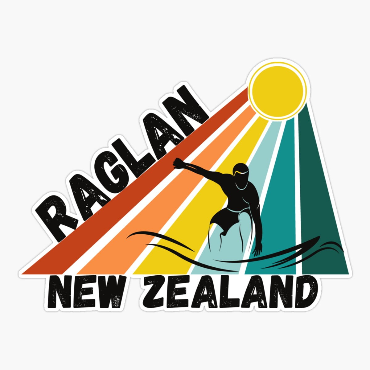 Onim Raglan Surf Beach New Zealand Sticker, Phone Decal Water Bottle ...