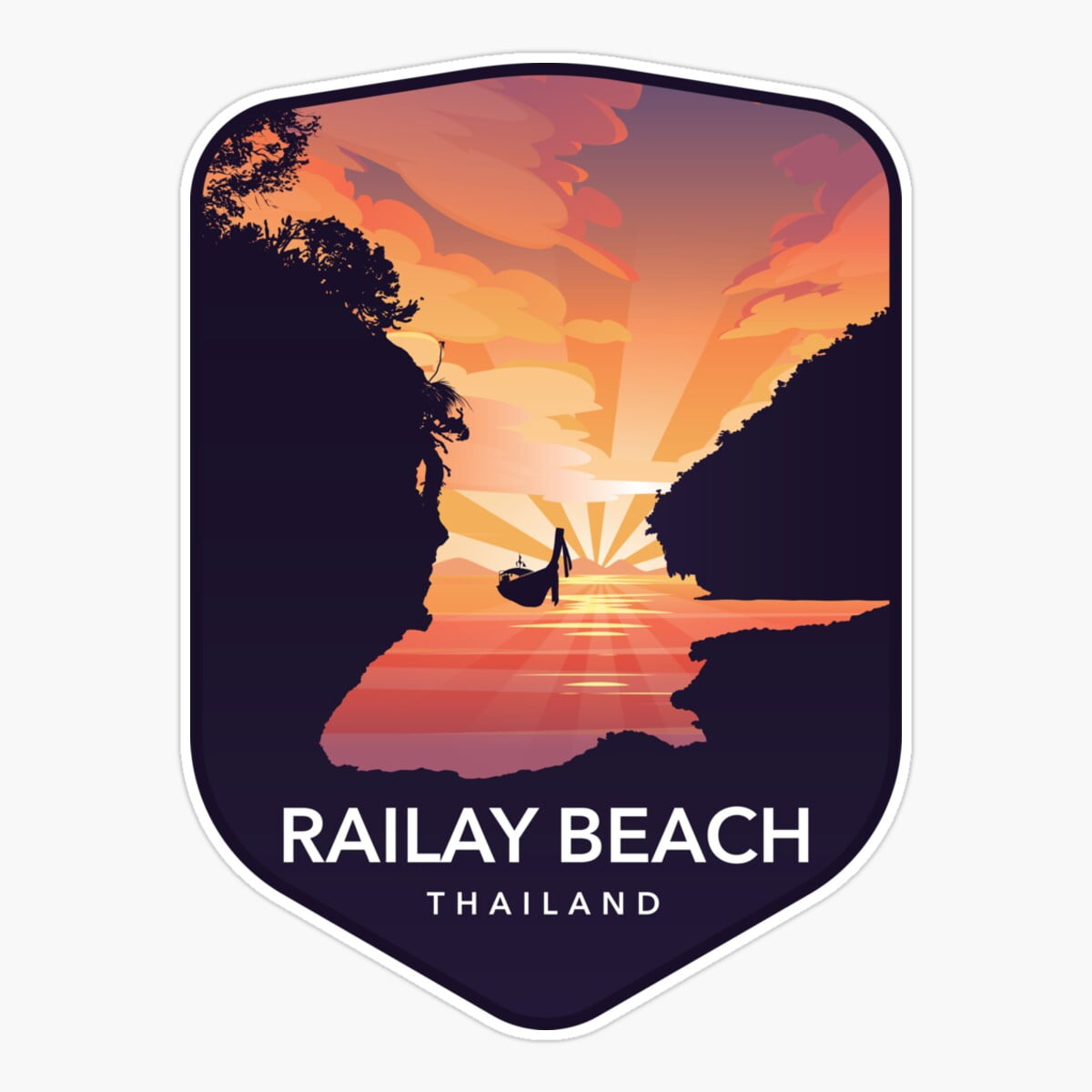 Onim Railay Beach Thailand Sticker, Phone Decal Water Bottle Stickers ...