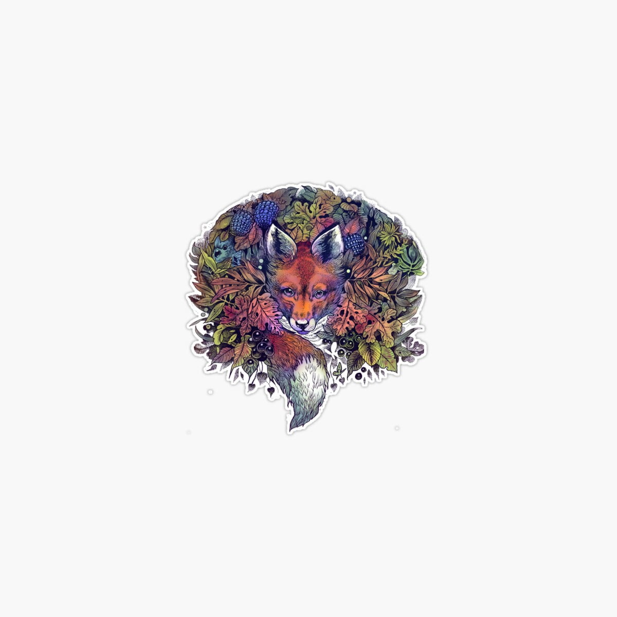Onim Rainbow Hiding Fox Sticker, Phone Decal Water Bottle Stickers Car ...