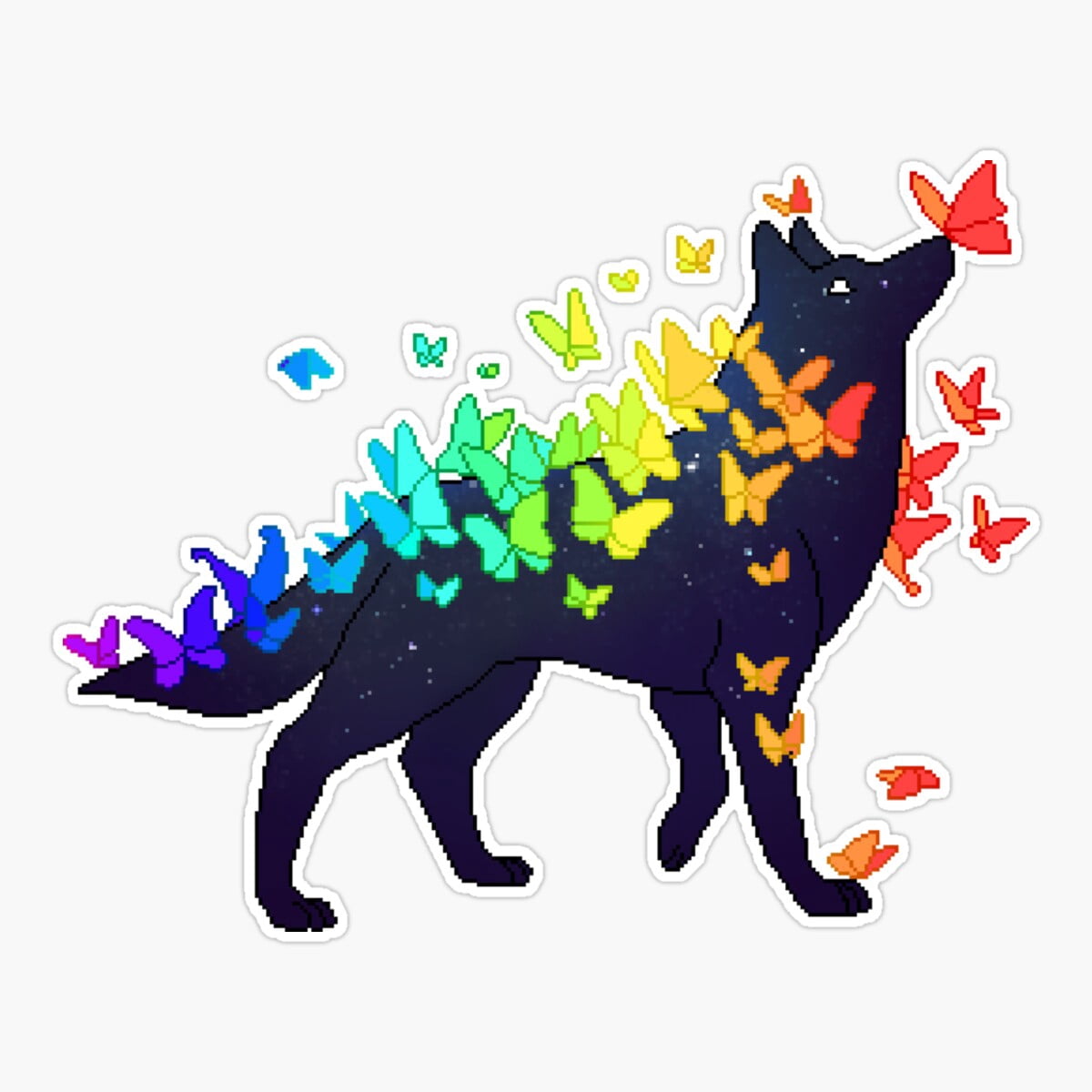 Onim Rainbow Pride Galaxy Wolf Sticker, Phone Decal Water Bottle ...
