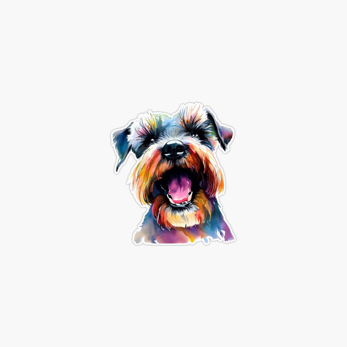 Onim Rainbow Schnauzer - Colorful Dog Design Sticker, Phone Decal Water ...