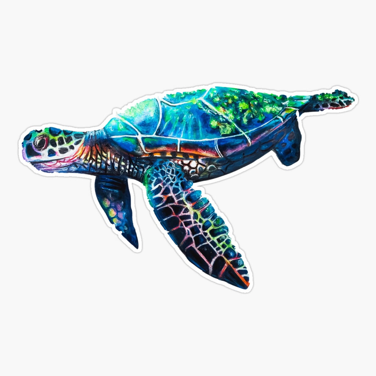 Onim Rainbow Sea Turtle Sticker, Phone Decal Water Bottle Stickers Car ...