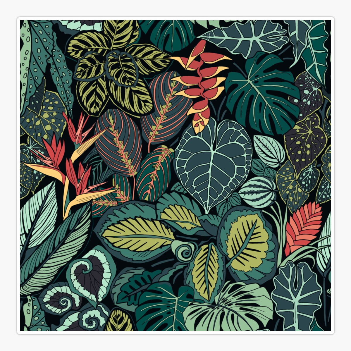 Onim Rainforest Leaves Sticker, Phone Decal Water Bottle Stickers Car ...