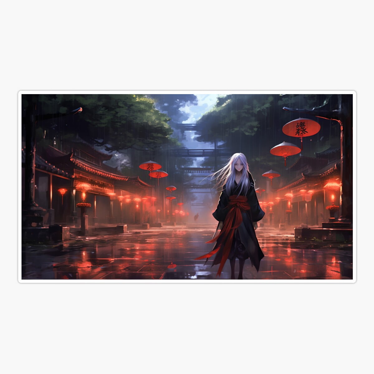 Onim Rainy Temple: A Maiden'S Solitude Sticker, Phone Decal Water ...
