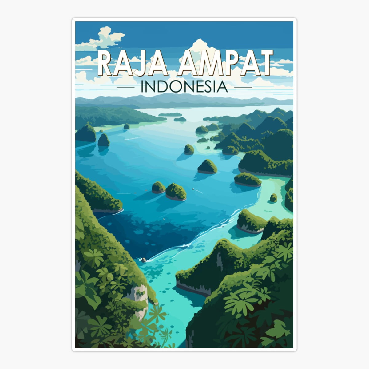 Onim Raja Ampat Indonesia Travel Art Vintage Sticker, Phone Decal Water ...