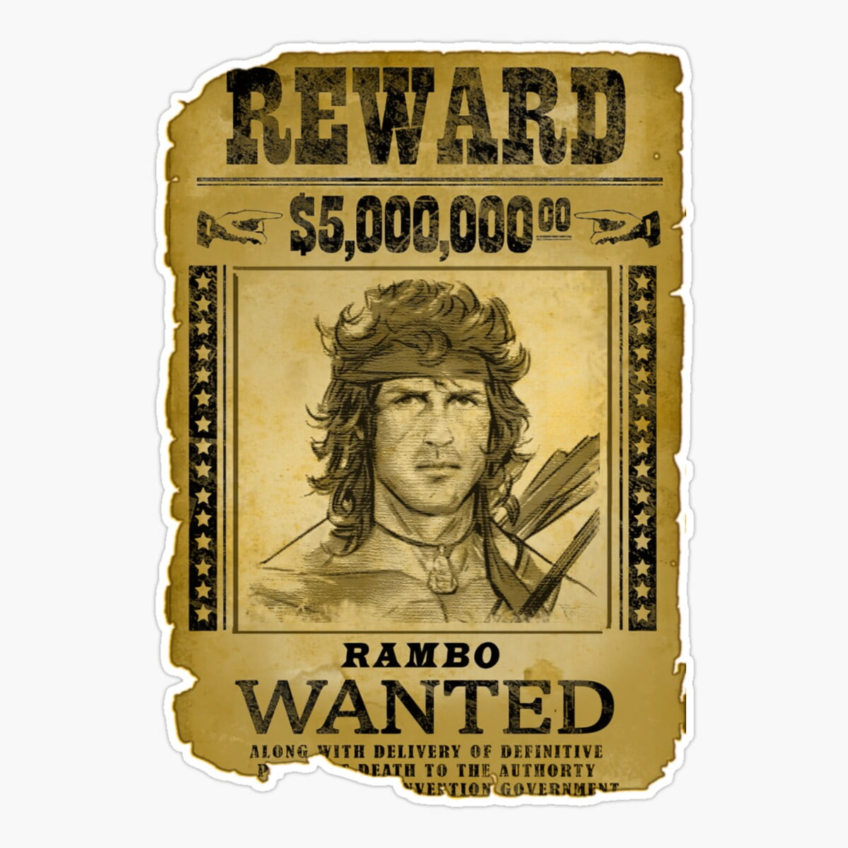 Onim Rambo Wanted Poster Retro Mortal Kombat Gaming Art Sticker, Phone ...