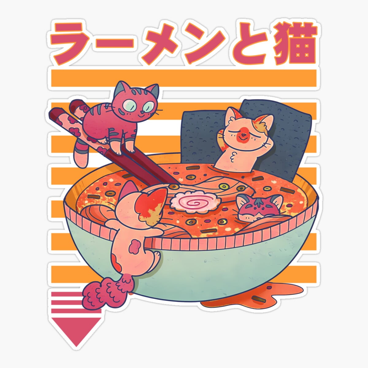 Onim Ramen And Cat Sticker, Phone Decal Water Bottle Stickers Car ...