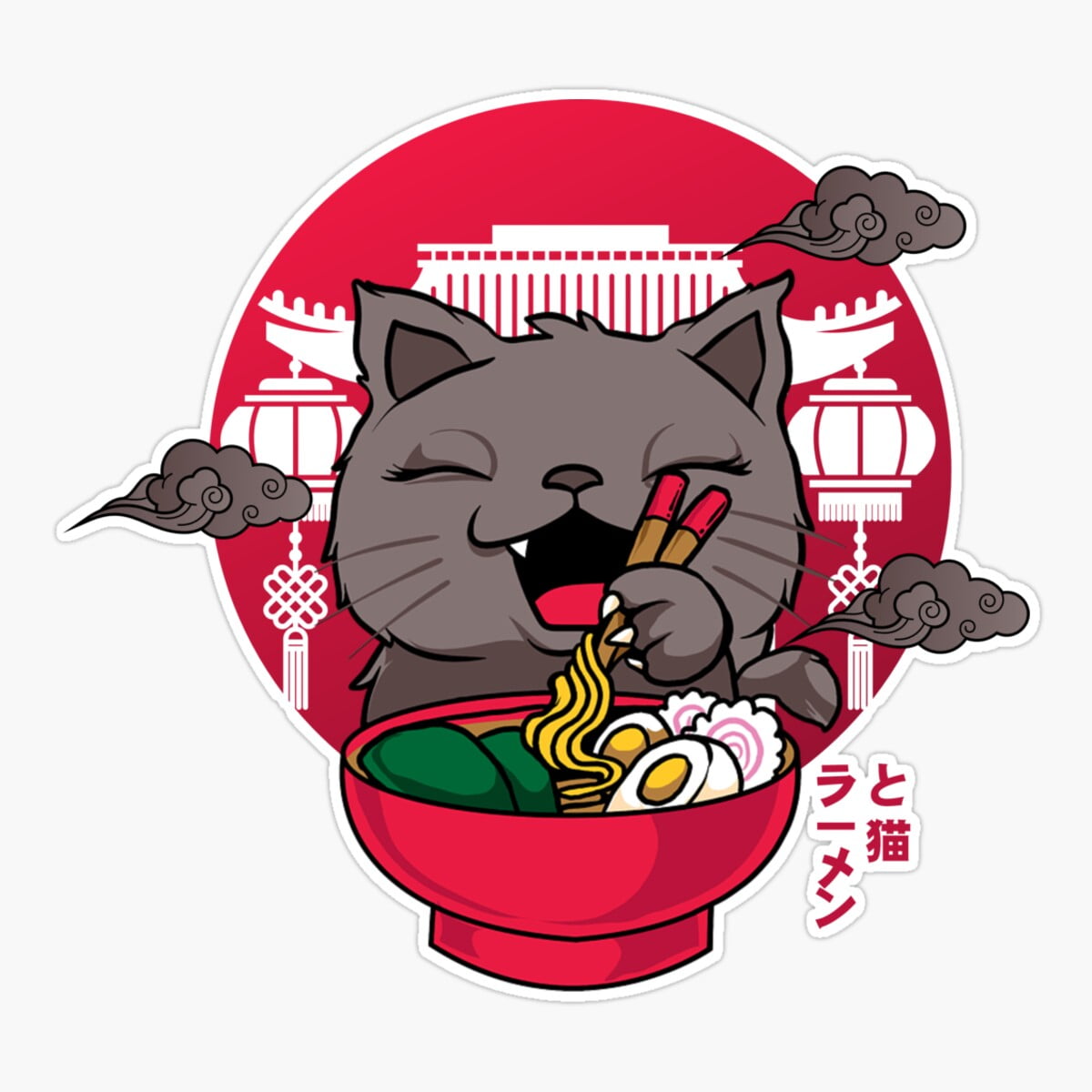 Onim Ramen And Cat Sticker, Phone Decal Water Bottle Stickers Car ...