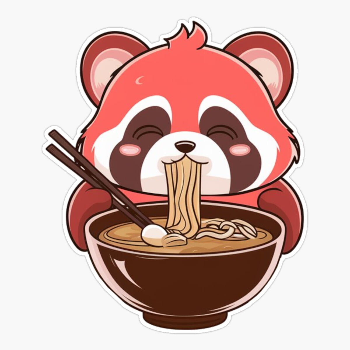 Onim Ramen Red Panda Sticker, Phone Decal Water Bottle Stickers Car ...