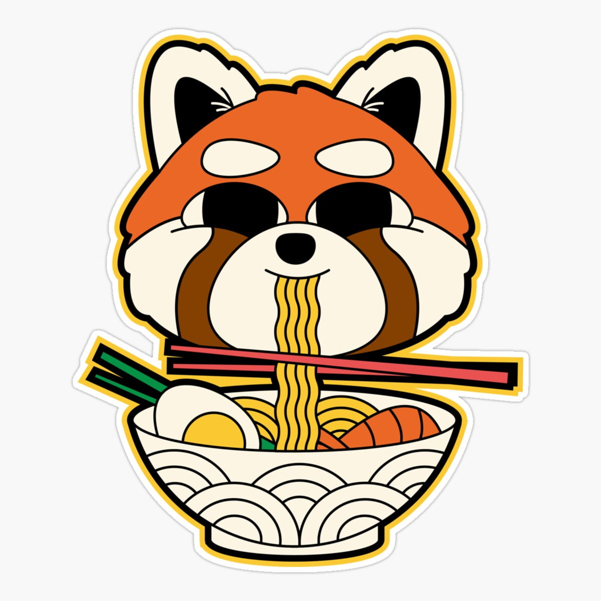 Onim Ramen Red Panda Sticker, Phone Decal Water Bottle Stickers Car ...