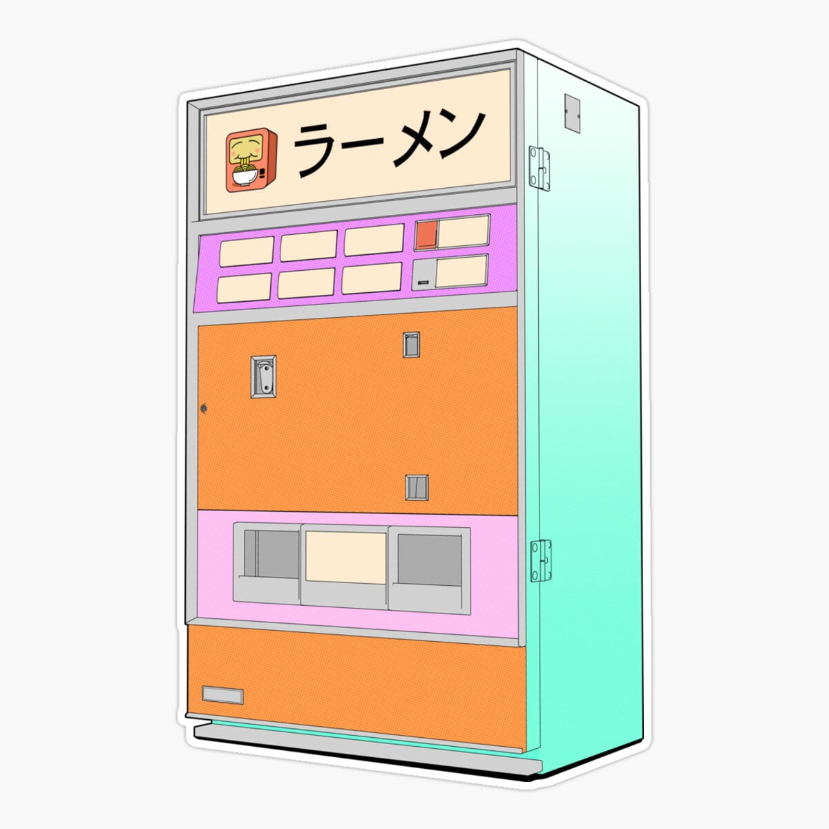 Onim Ramen Vending Machine Sticker, Phone Decal Water Bottle Stickers ...