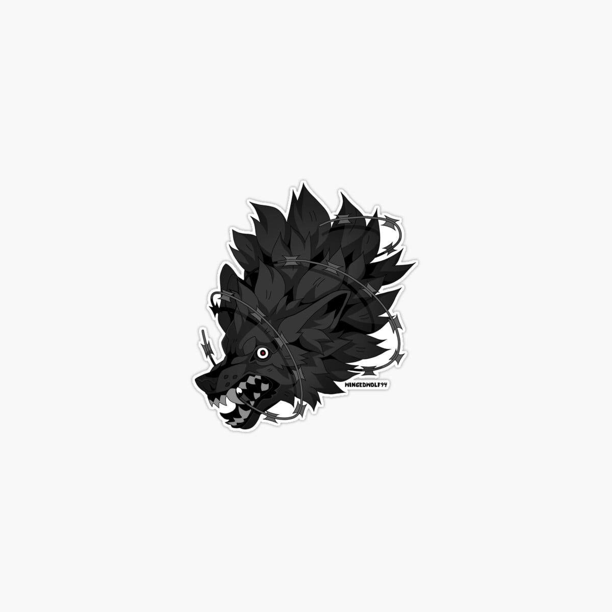 Onim Razor-Wire Wolf Furry Art Sticker, Phone Decal Water Bottle ...