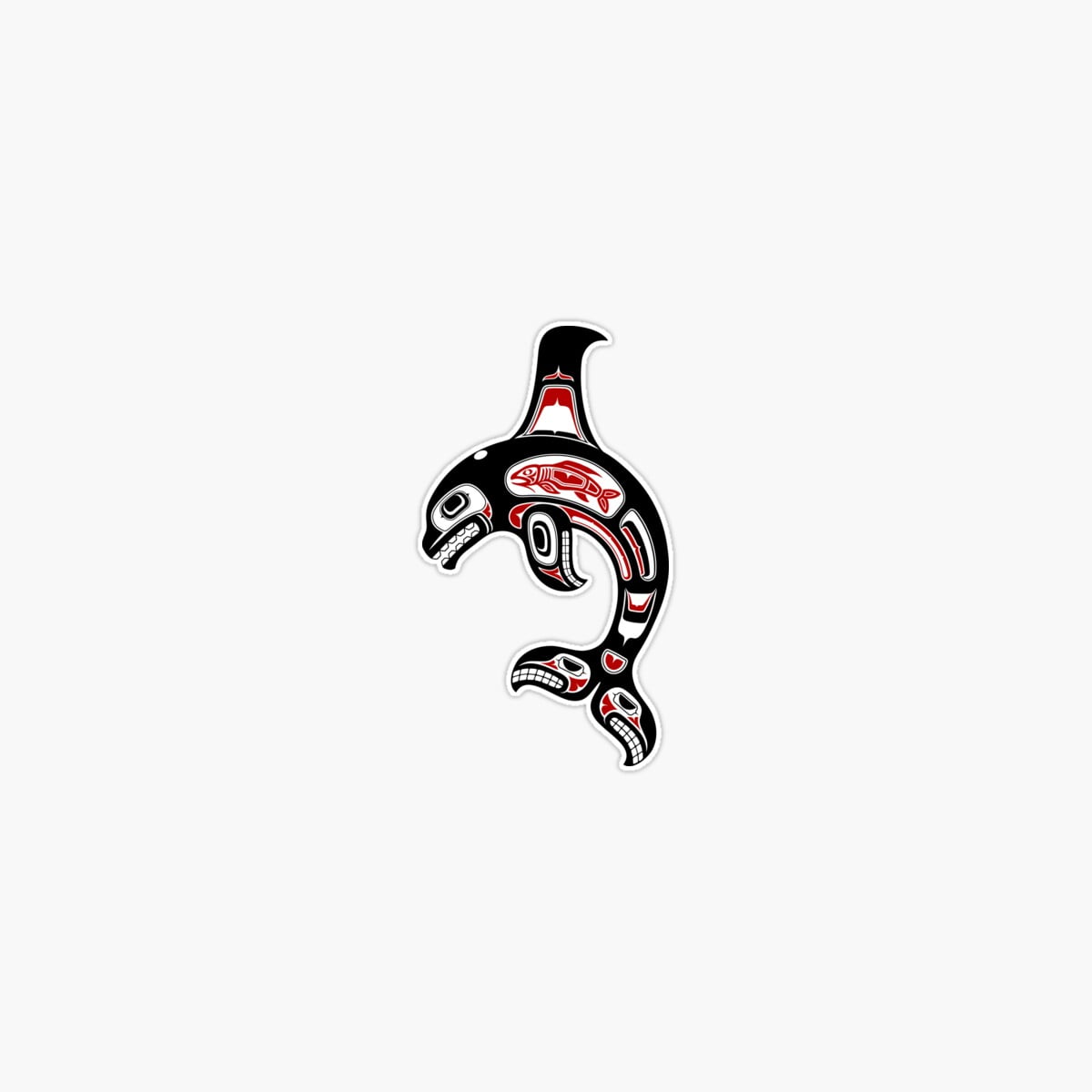 Onim Red And Black Haida Spirit Killer Whale Sticker, Phone Decal Water ...