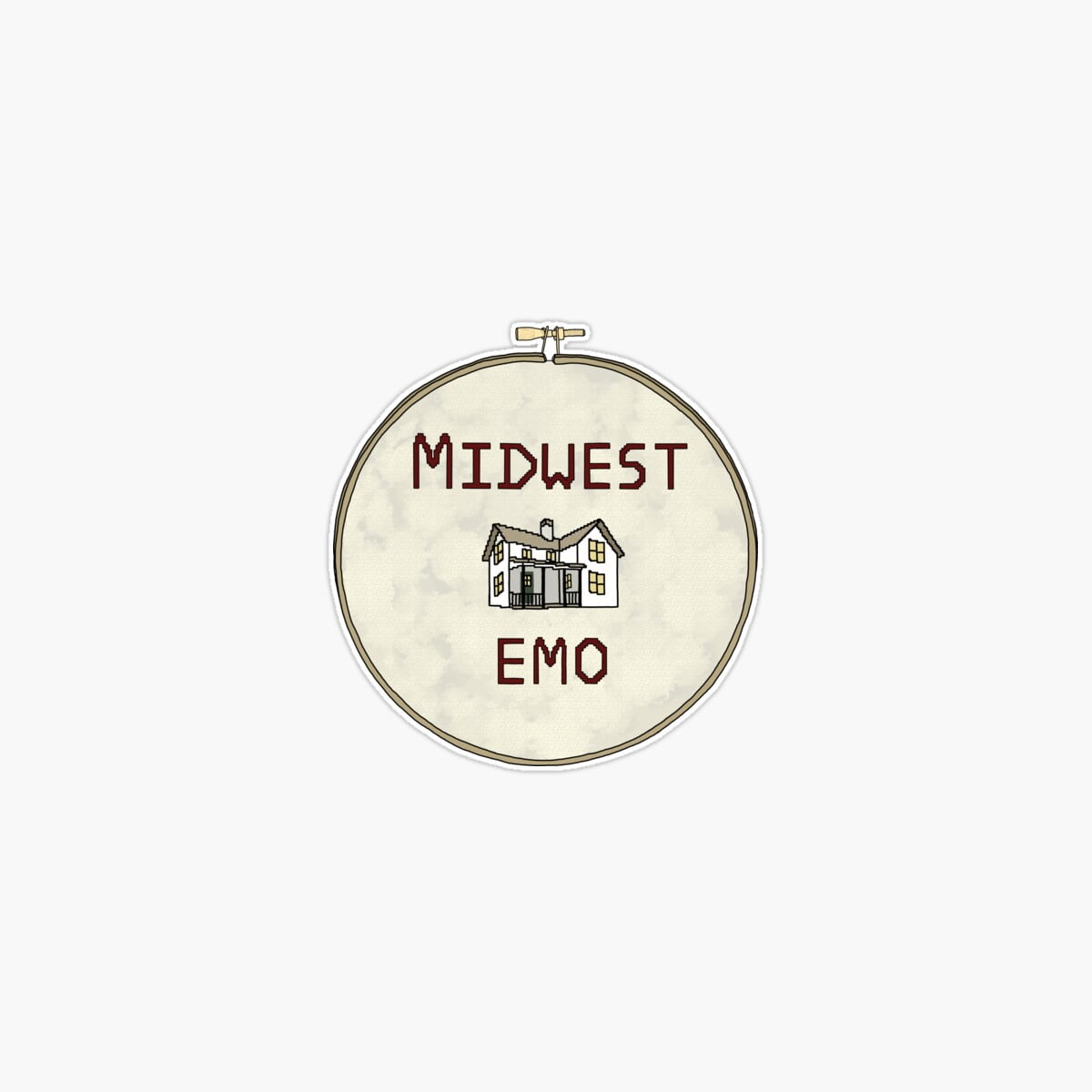 Onim Red Text Midwest Emo Cross Stitch Sticker - Walmart.com