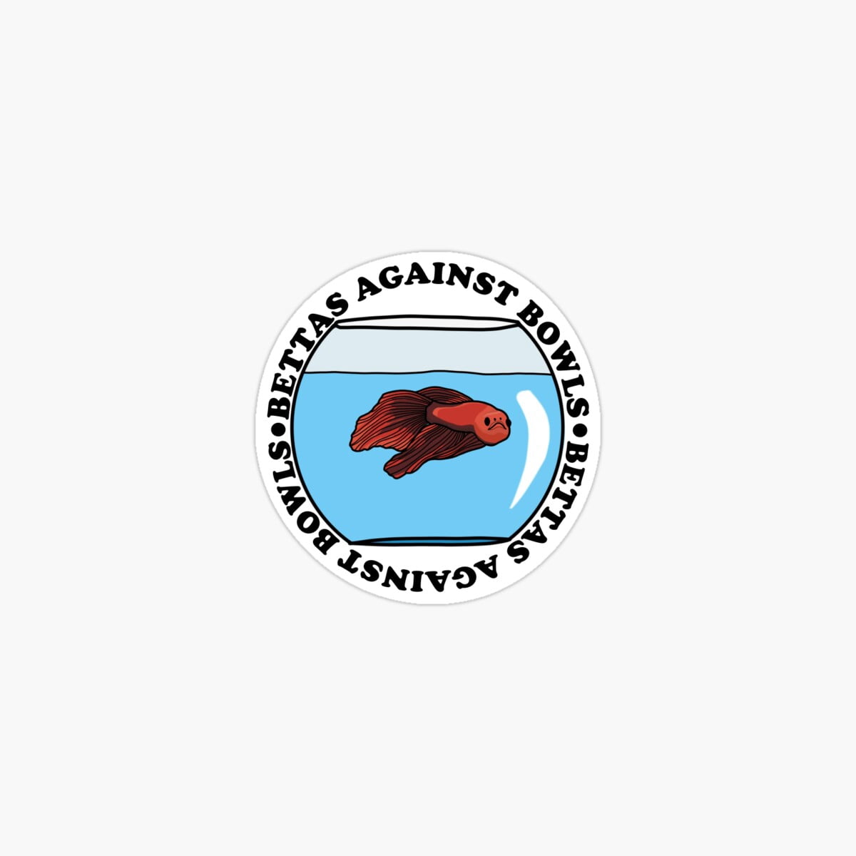 Onim Red Veil Tail Bettas Against Bowls Sticker - Walmart.com