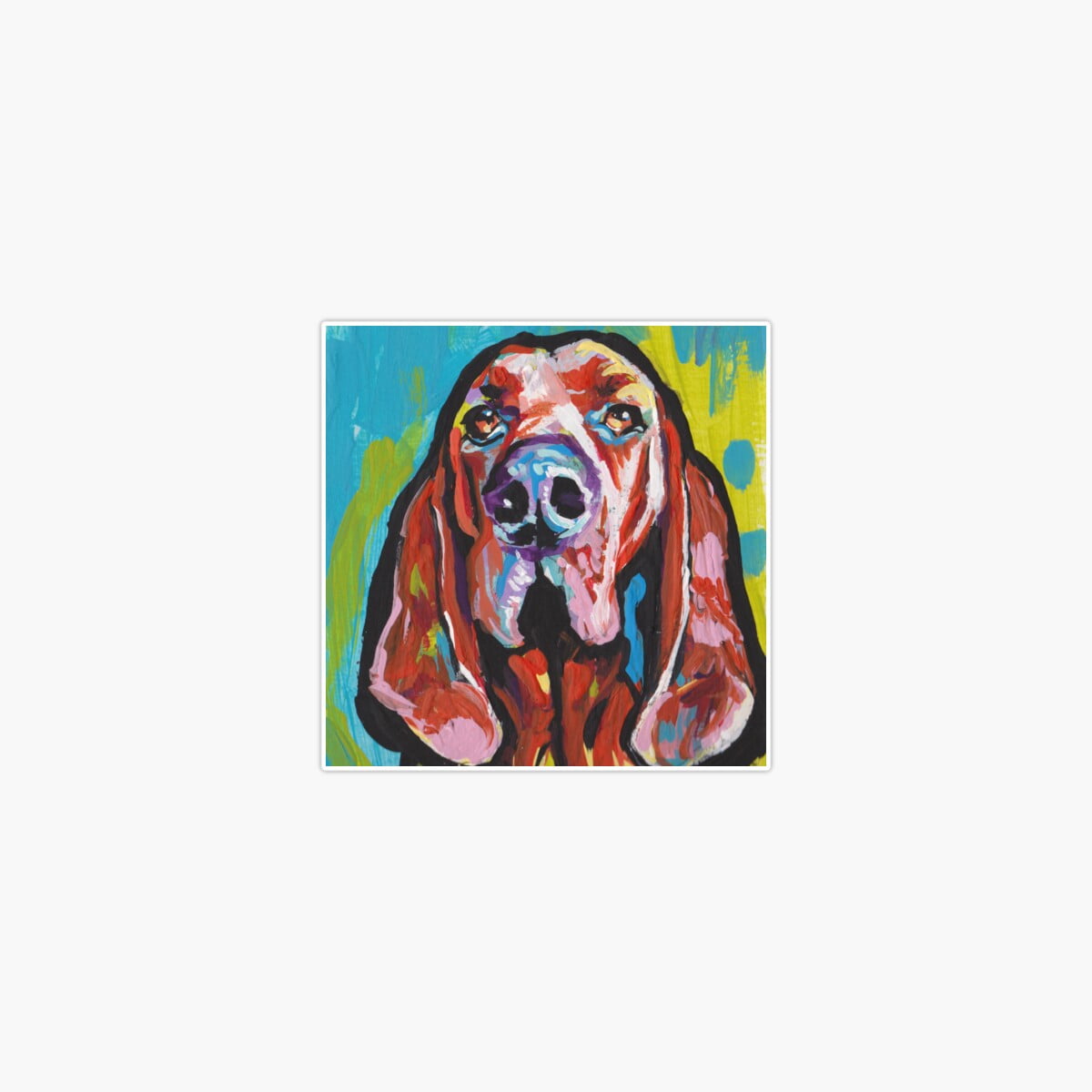 Onim Redbone Coonhound Dog Bright Modern Colorful Pop Dog Art Sticker ...