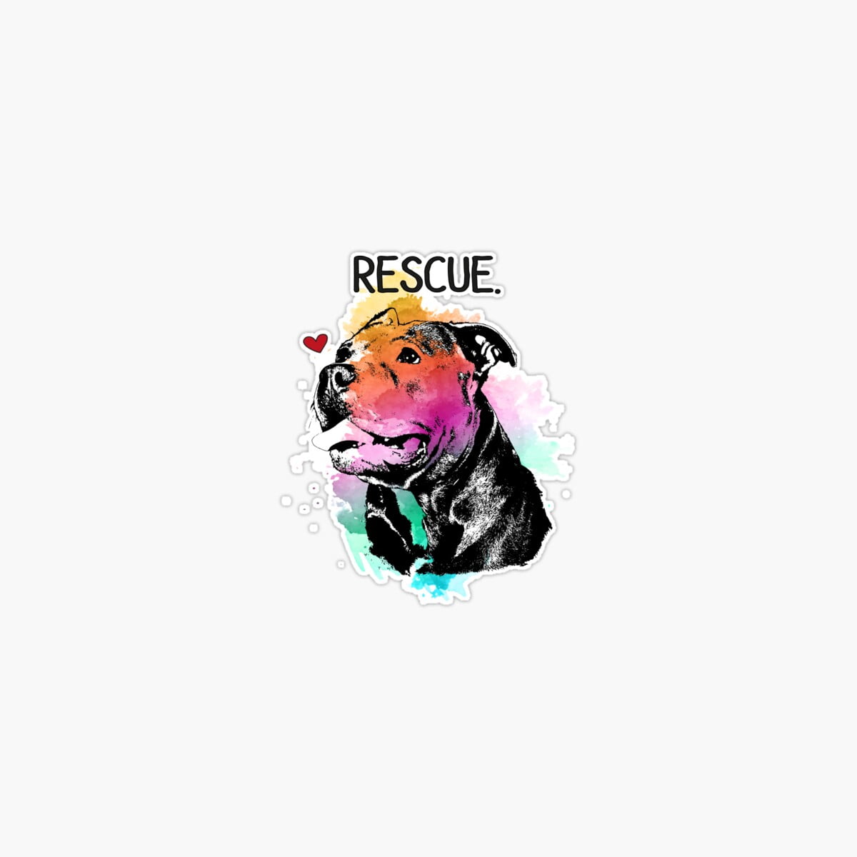 Onim Rescue Pitbull Dog Watercolor Sticker, Phone Decal Water Bottle ...