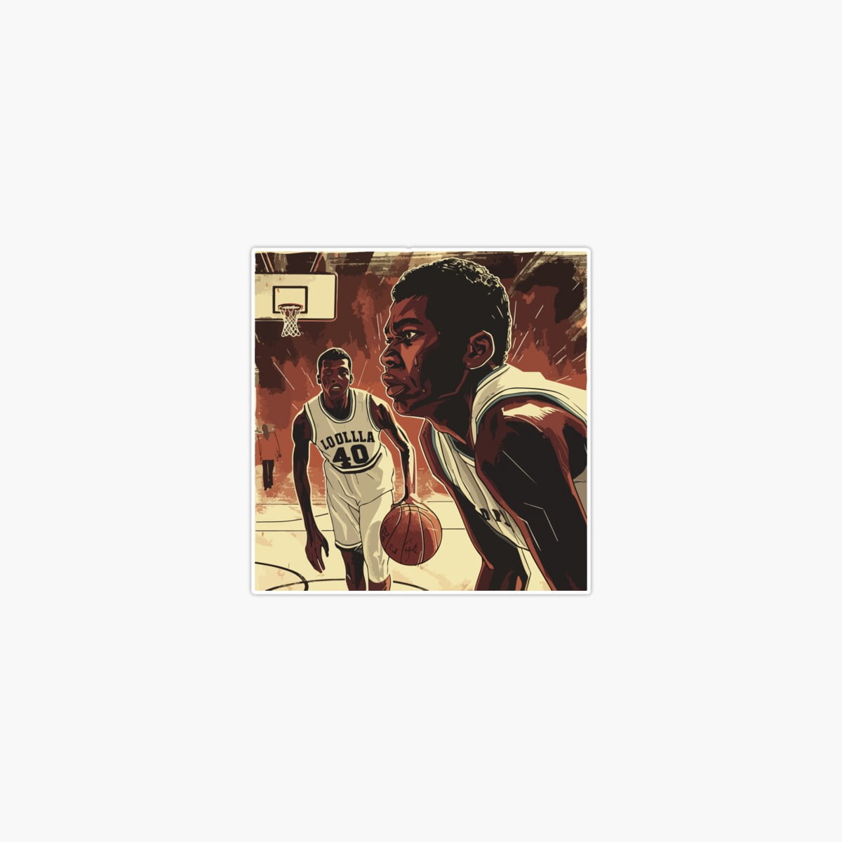 Onim Retro Basketball Player - Classic Sports Art Sticker, Phone Decal ...