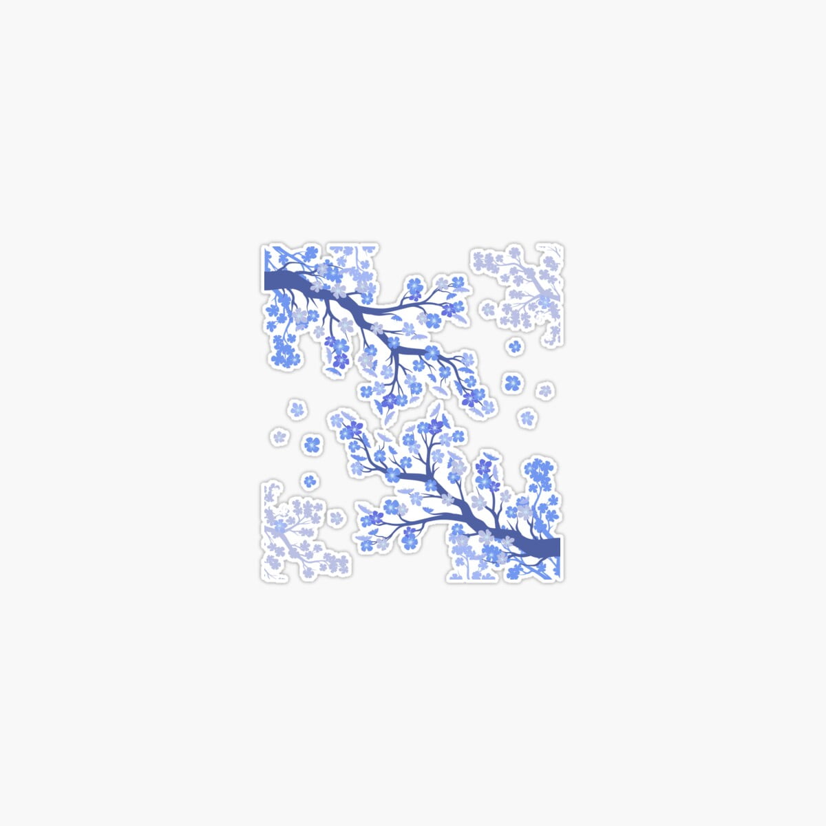 Onim Retro Blue Cherry Blossom Tree Sticker - Walmart.com