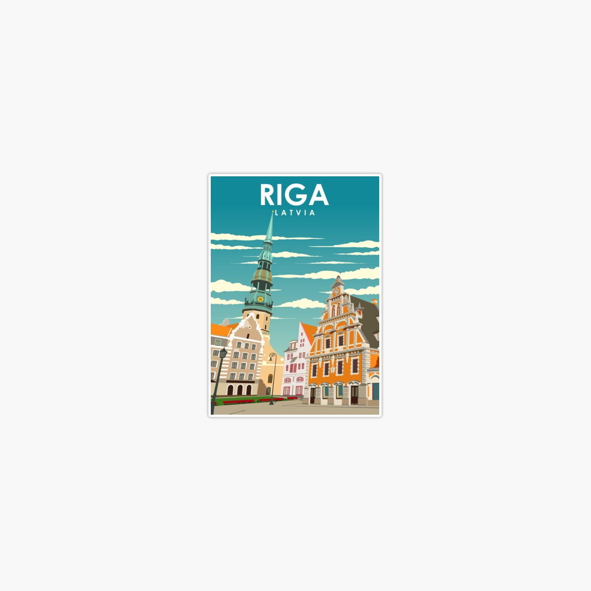 Onim Riga Latvia Vintage Minimal Retro Travel Poster Sticker, Phone ...