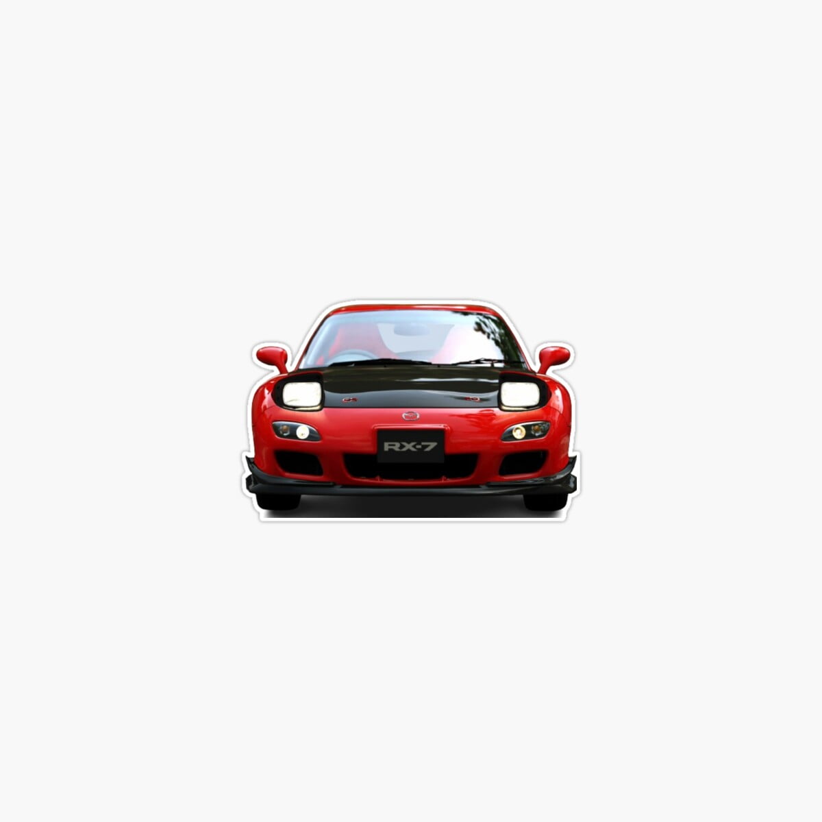 Onim Rx-7 Red With Black Hood Front View Sticker, Phone Decal Water ...